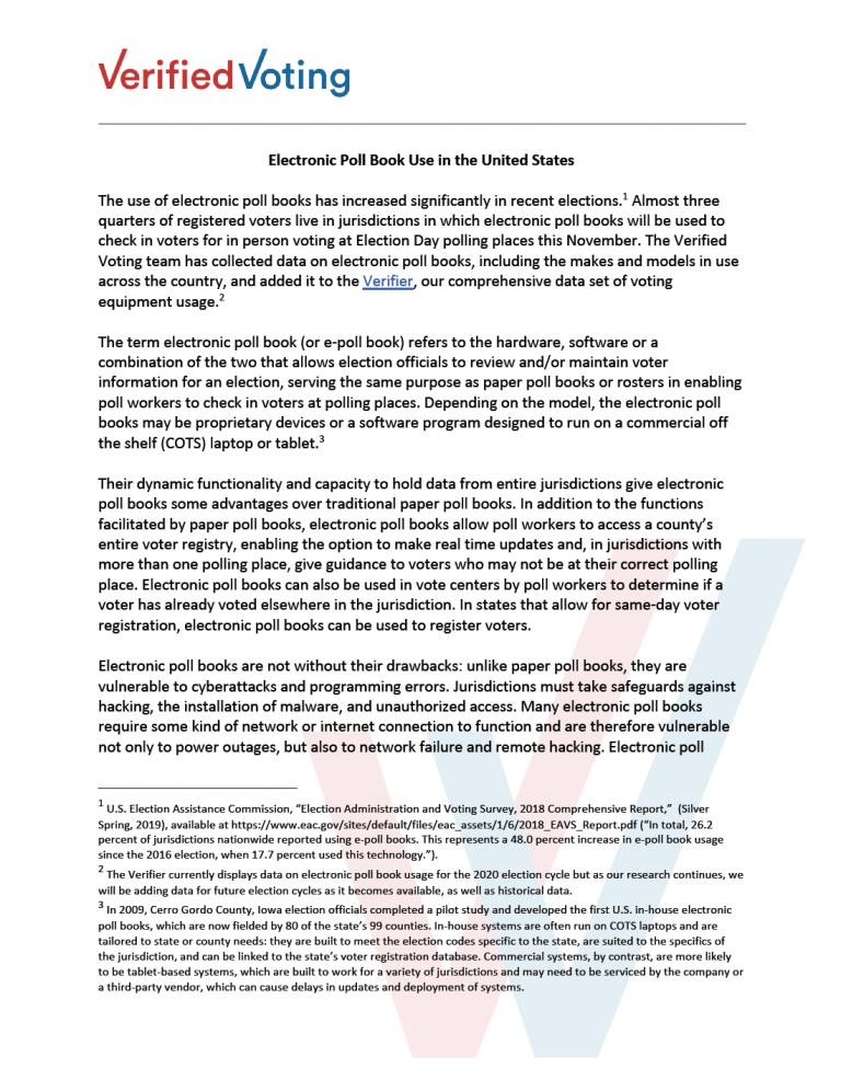 Electronic Poll Book Use in the United States – Verified Voting
